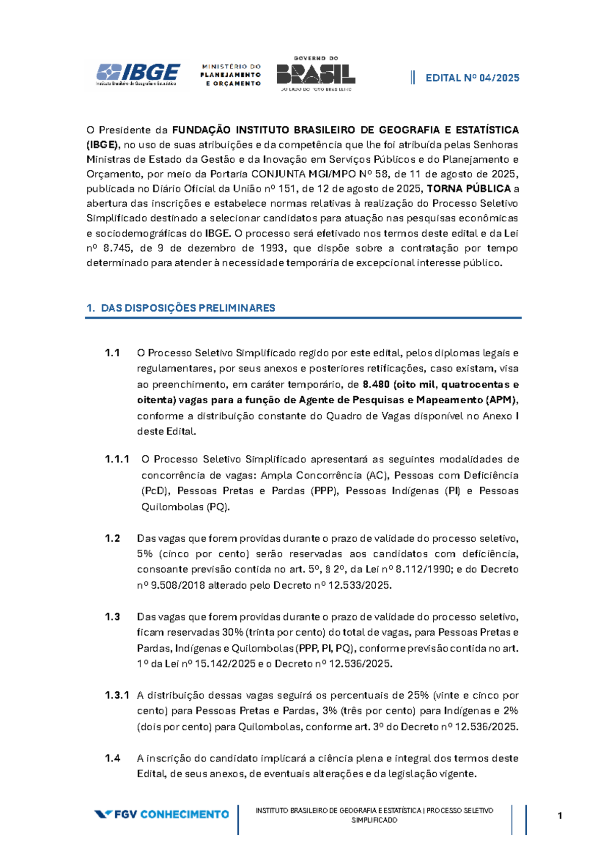 EDITAL Nº PSS APM 2025: Processo Seletivo Simplificado do IBGE - Studocu