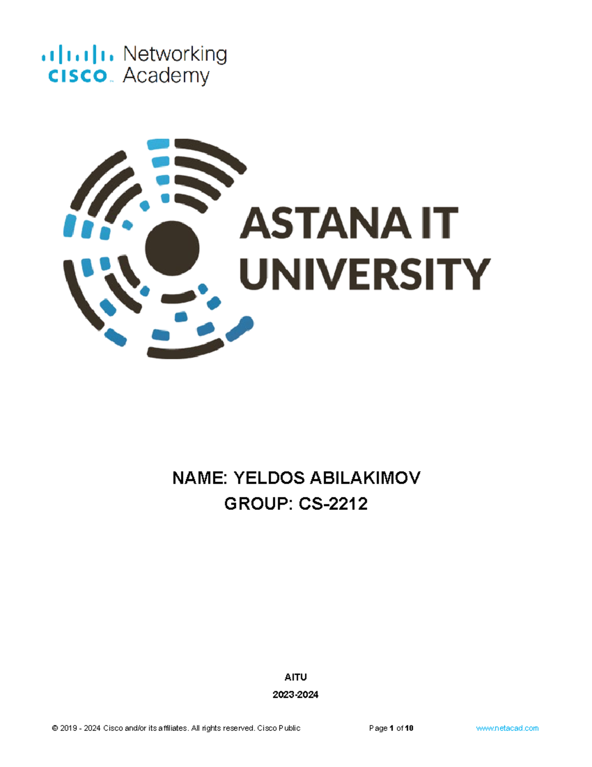 452 Lab Implement Inter Vlan Routing Name Yeldos Abilakimov Group Cs Aitu 2023 Lab
