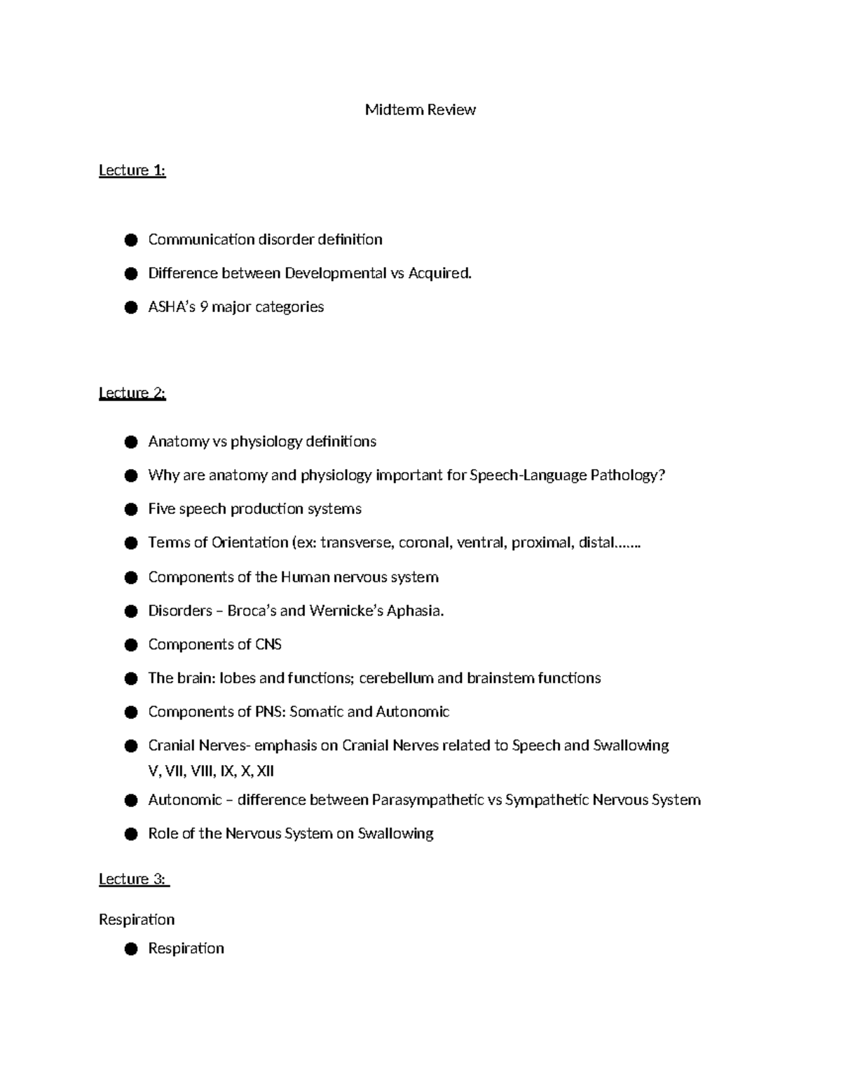 Midterm Review Notes for SLP 101: Comm Disorders & Anatomy - Studocu