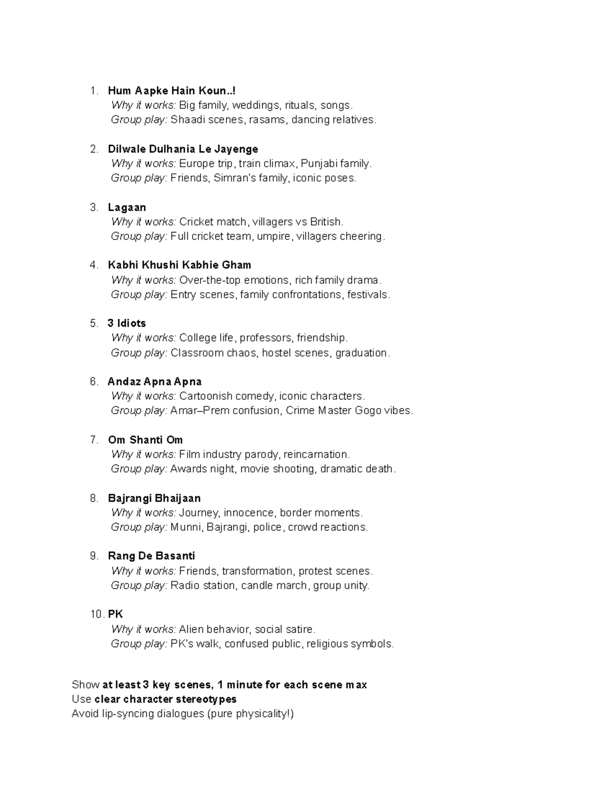 Dumb Charades: Analyzing Iconic Group Play Scenes - Studocu