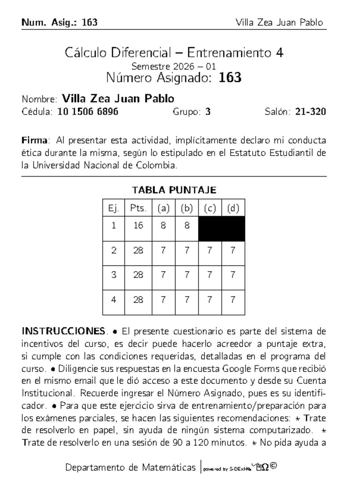 Cálculo Diferencial Entrenamiento 4 - Num. Asig. 163 Villa Zea Juan ...