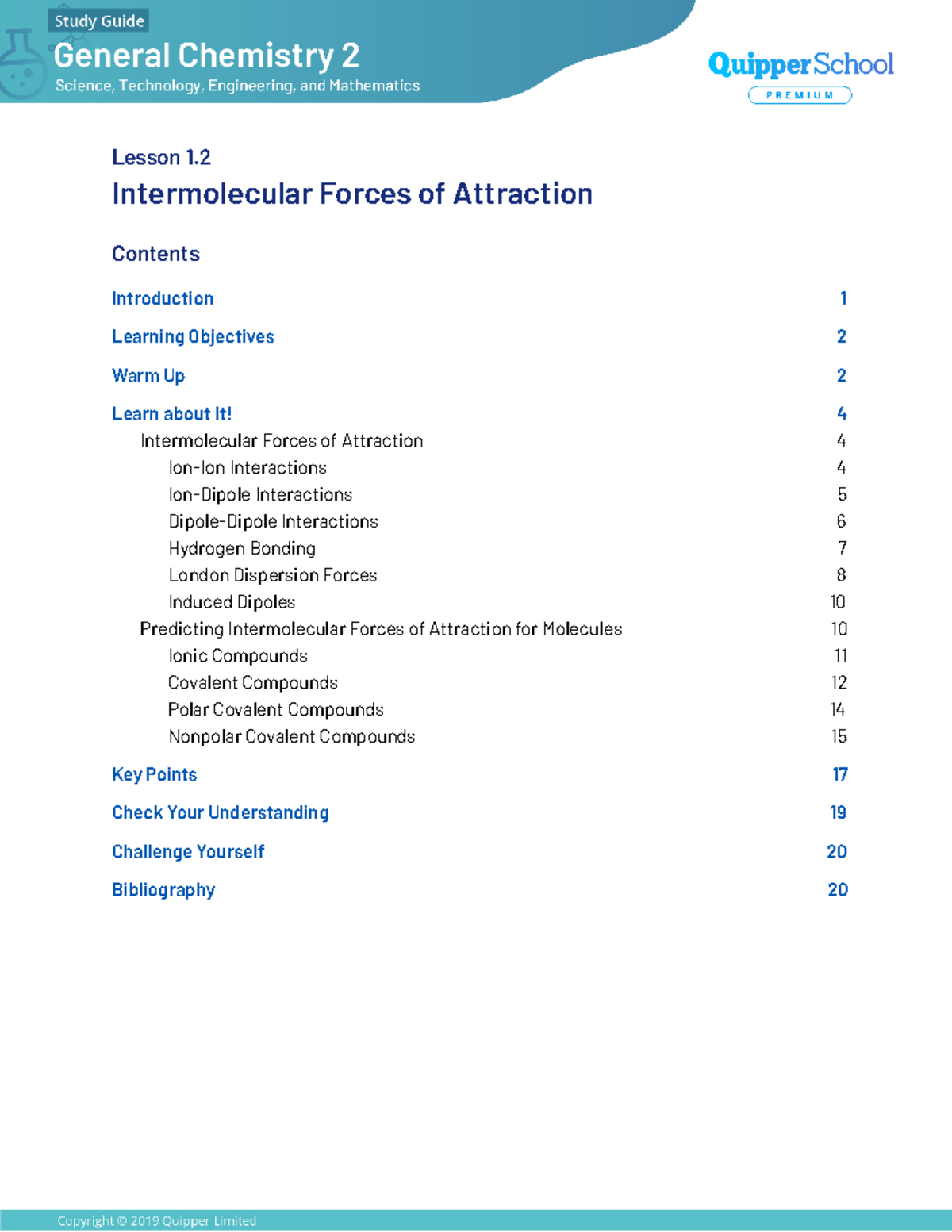 Lesson 12: Intermolecular Forces of Attraction Overview - Studocu