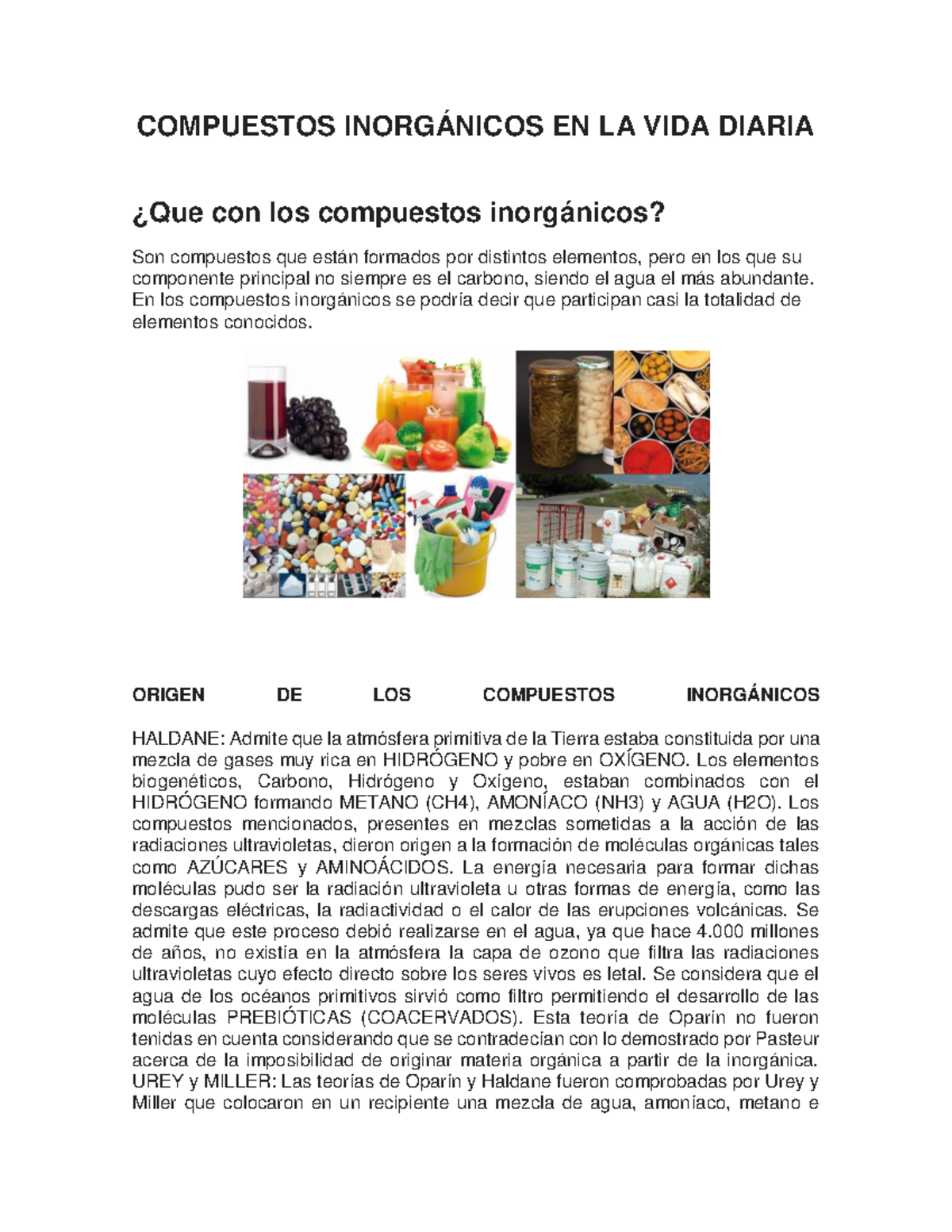 Aplicaciones Inorganicos - COMPUESTOS INORGÁNICOS EN LA VIDA DIARIA ...