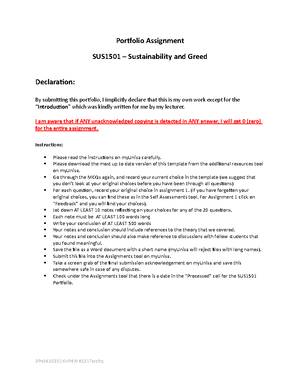 Assignment 01 Coverpage+declaration - Student name and surname : Student number : Module Code ...