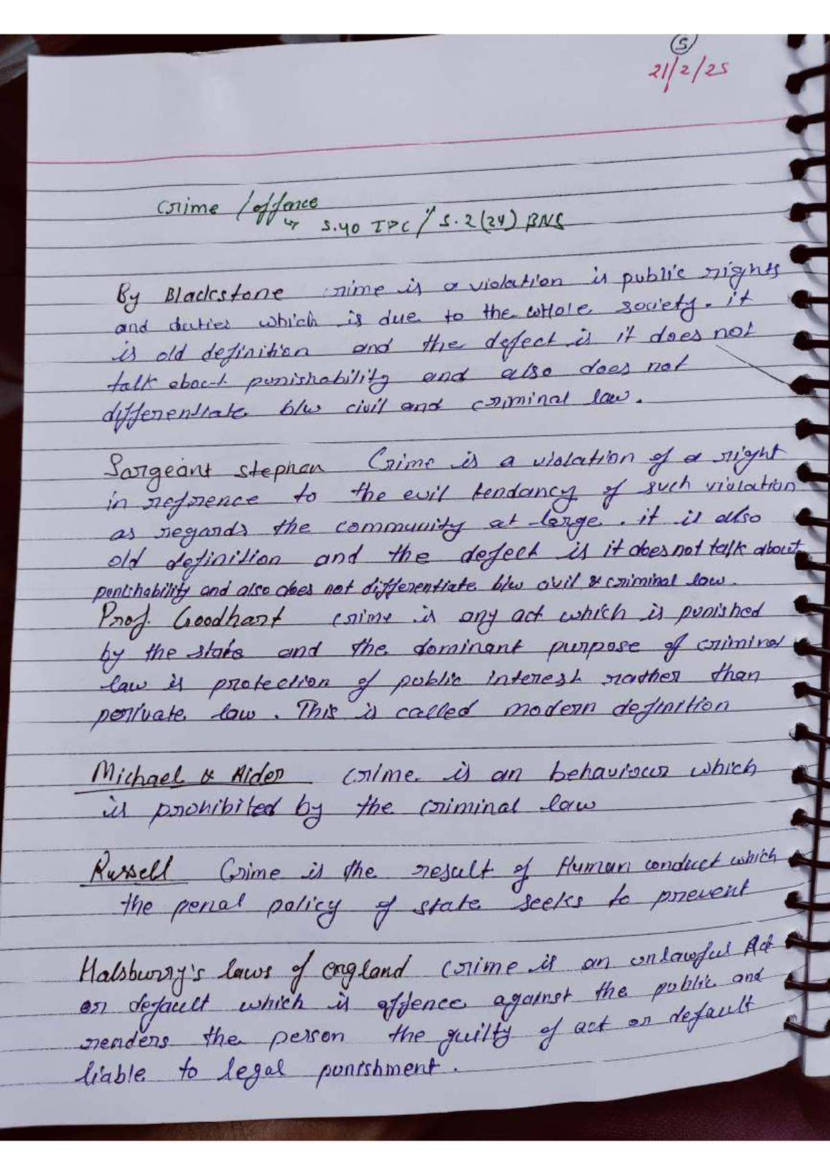 IPC Crimes & Offences: Handwritten Notes on Key Concepts and ...