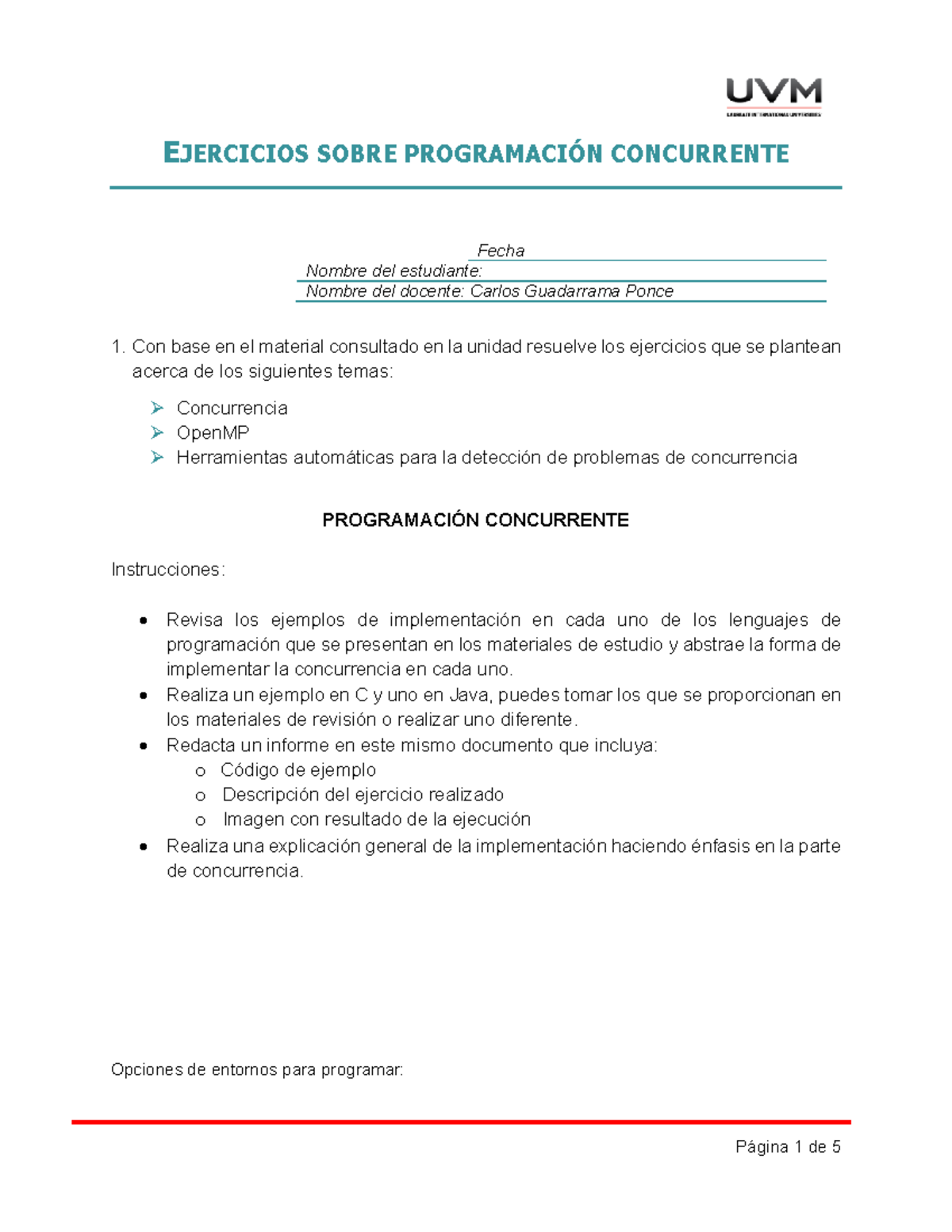 EJERCICIOS DE PROGRAMACIÓN CONCURRENTE - Actividad 7 - Studocu