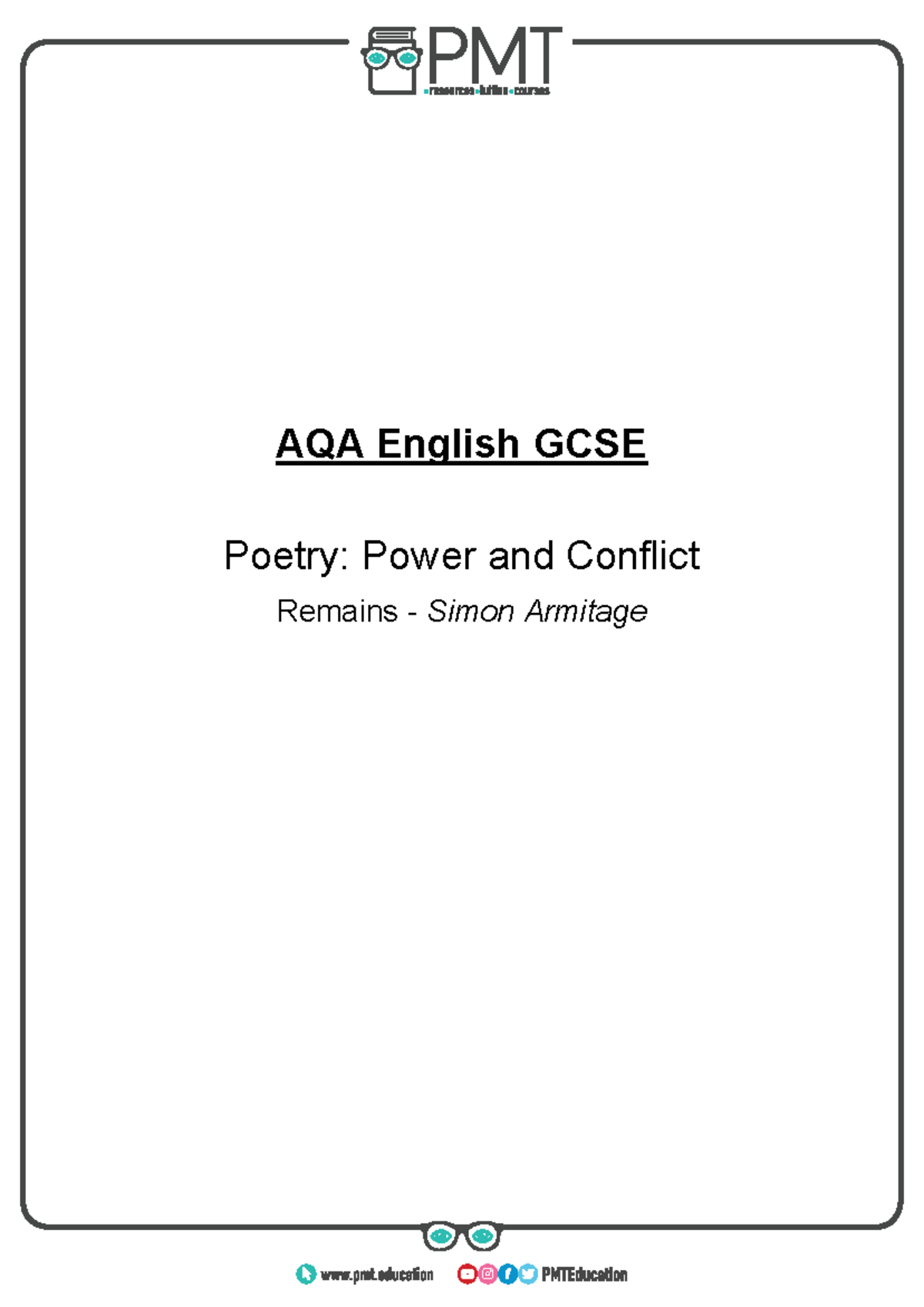 AQA English GCSE: Remains by Simon Armitage Study Notes and Analysis ...