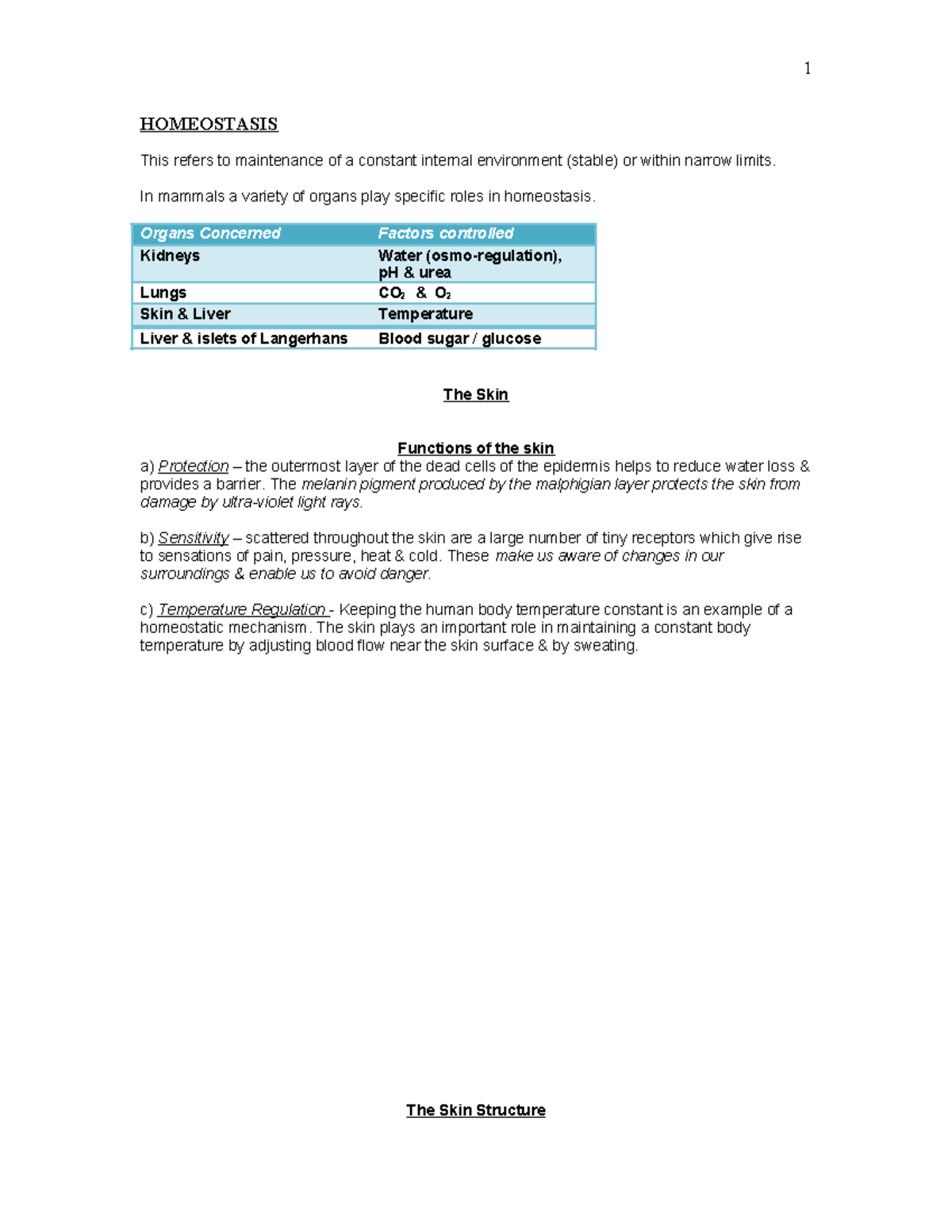 Homeostasis - biology notes - HOMEOSTASIS This refers to maintenance of ...