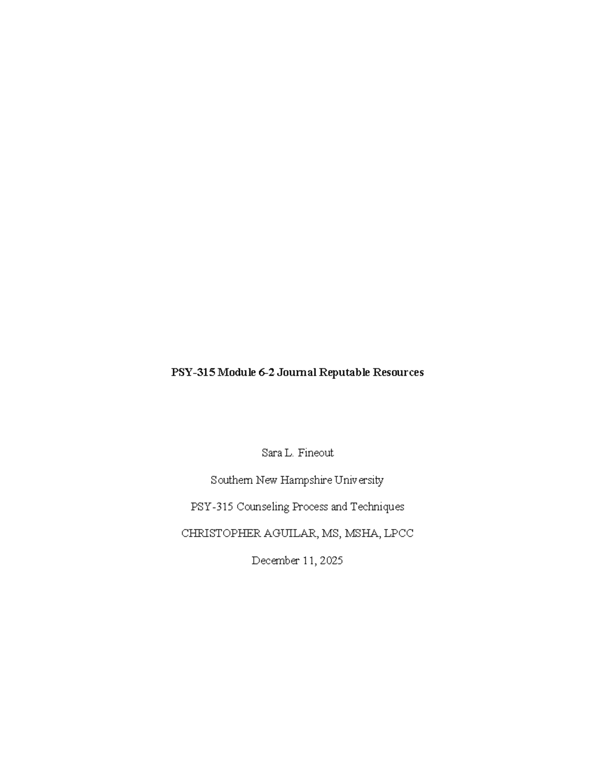 PSY-315 Module 6-2 Journal: Insights on Cultural Bias in Counseling ...