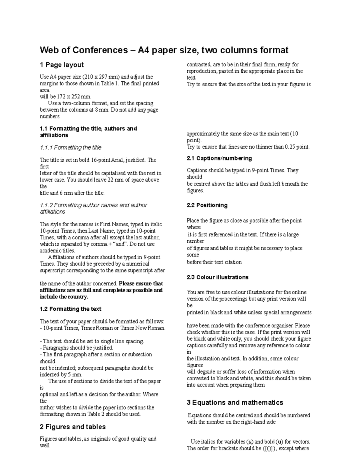Formatting Guidelines for Web of Conferences A4 Papers - Studocu