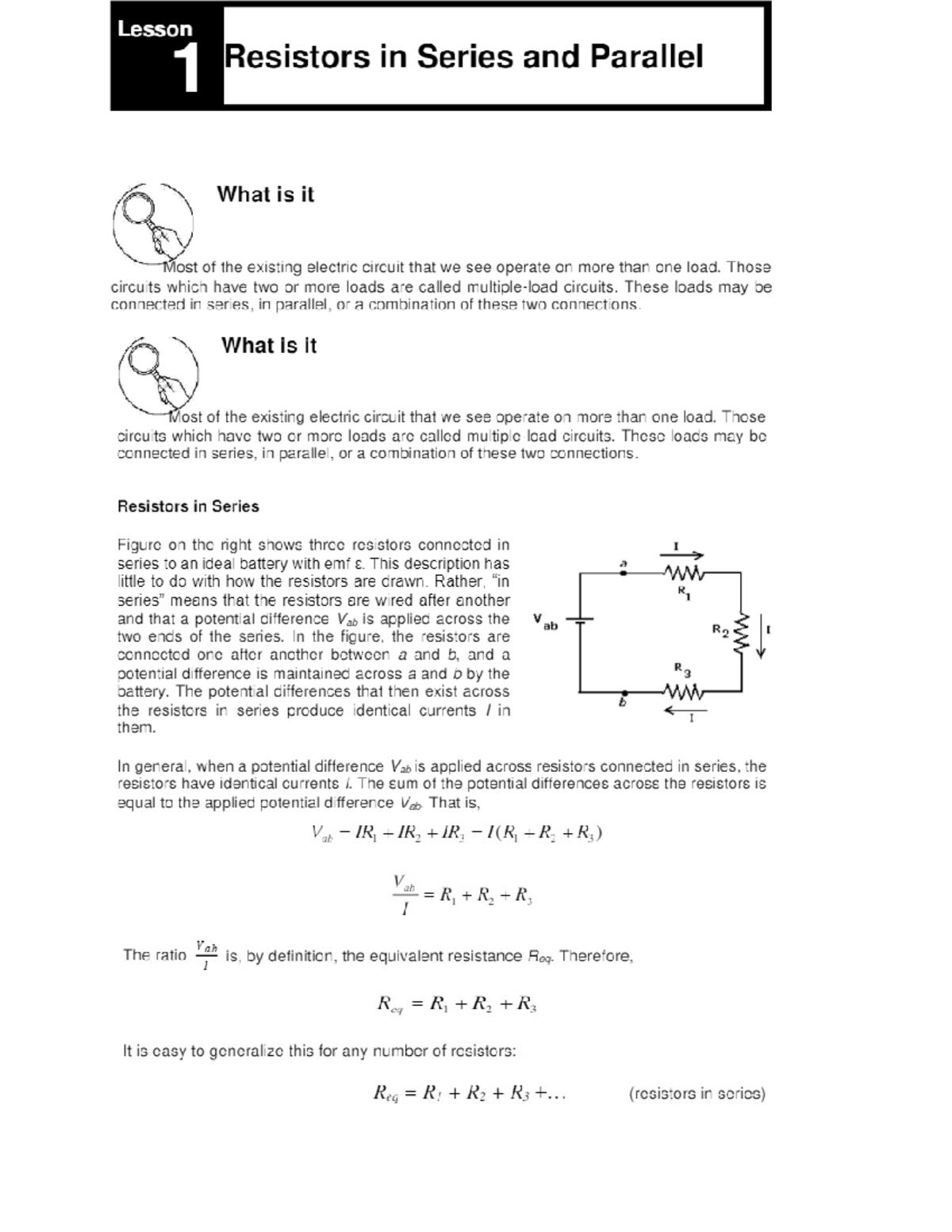 GEN- Physics - Lesson 1 Resistors in Series and Parallel What is it ...