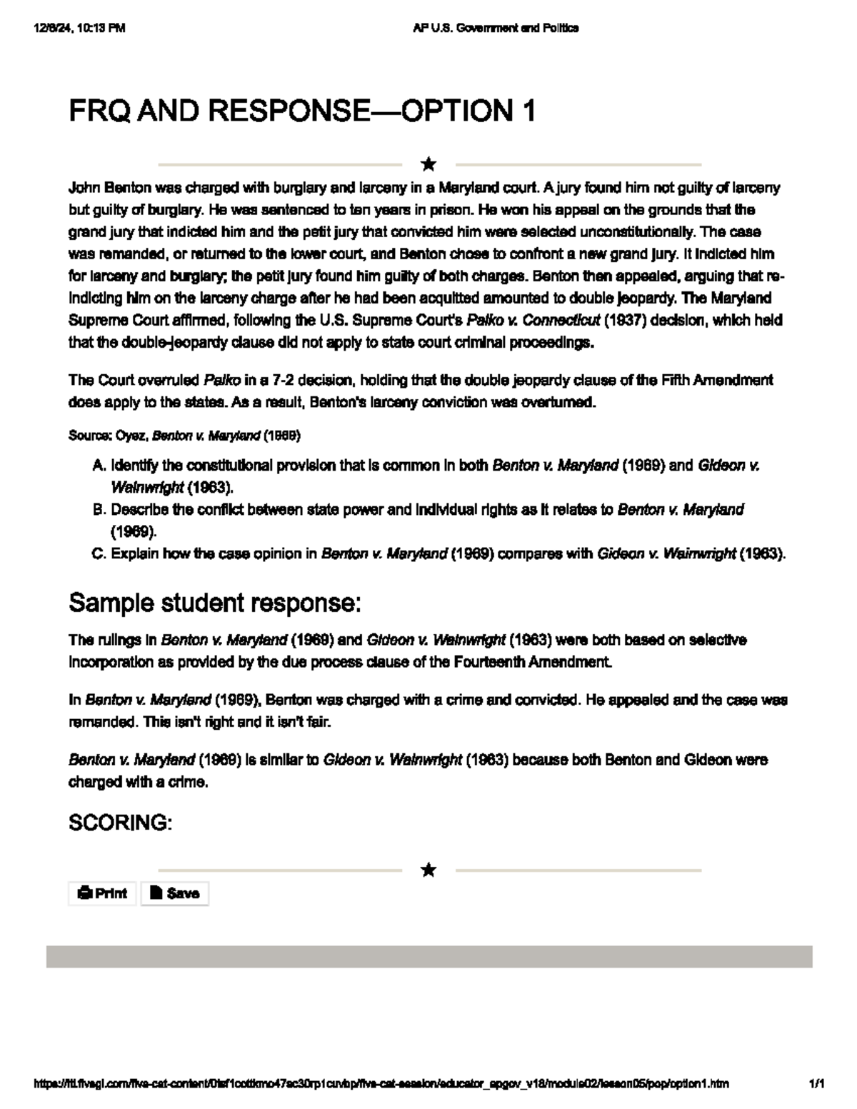 2.05 Due Process FRQ 1 - 10:13 PM AP U. Government and Politics FRQ AND ...