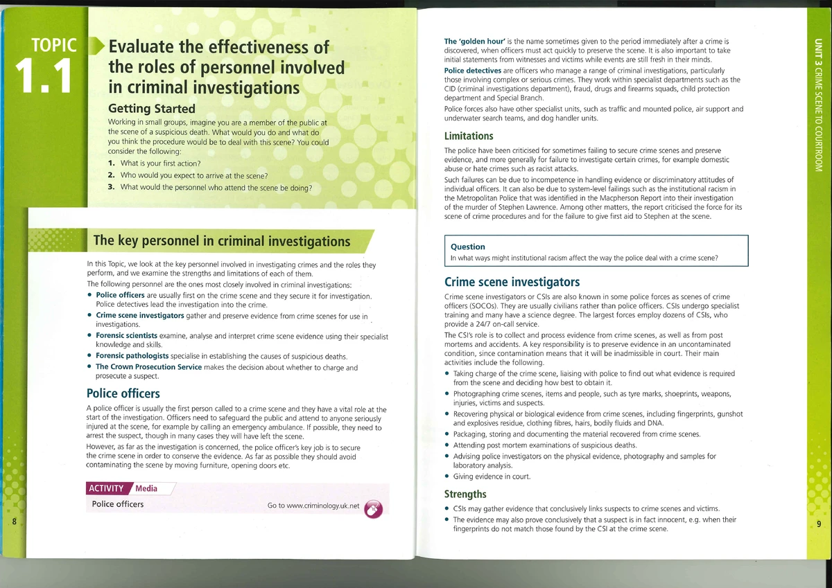 AC1.2 Unit 3: Evaluating Investigative Techniques in Criminal Justice ...