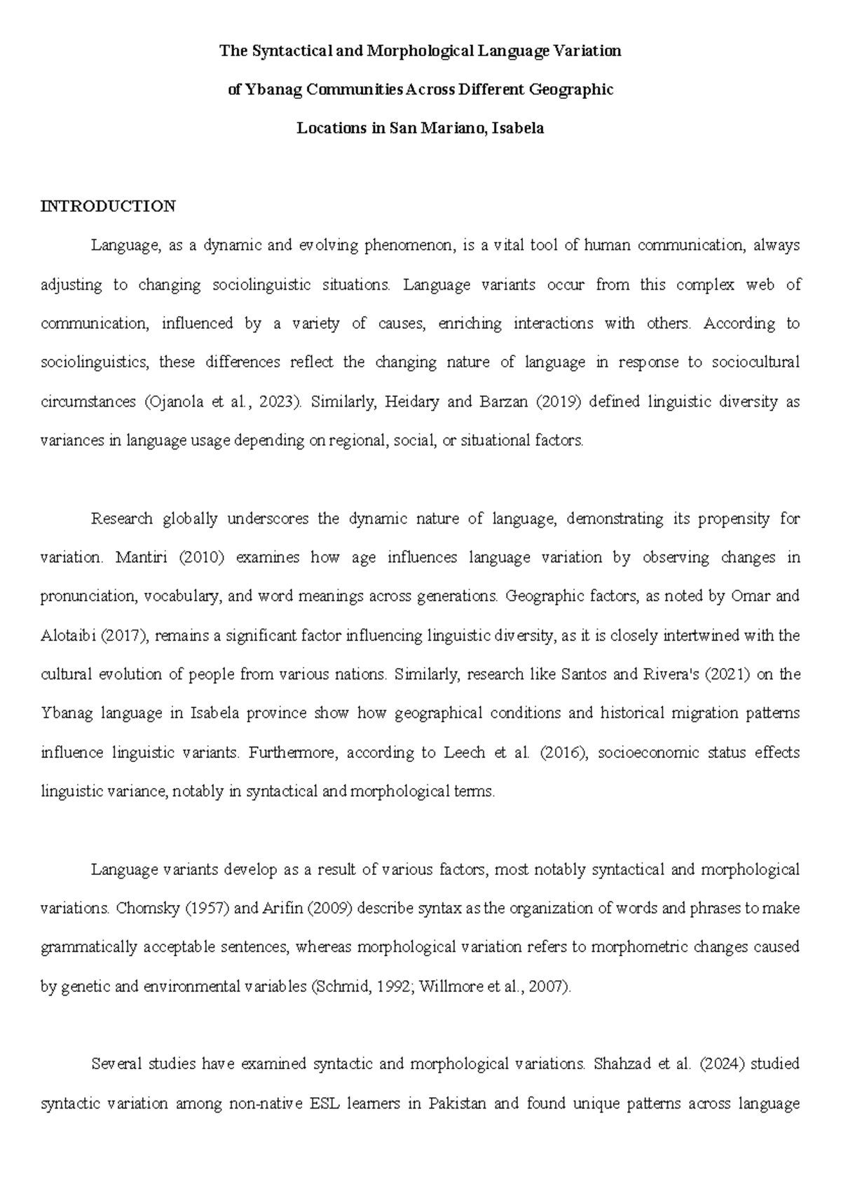 YBAN 101: Syntactical and Morphological Variations in Ybanag Language ...