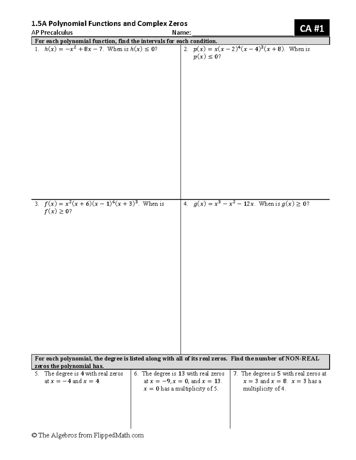 AP Precalculus: Polynomial Functions & Complex Zeros Review - Studocu
