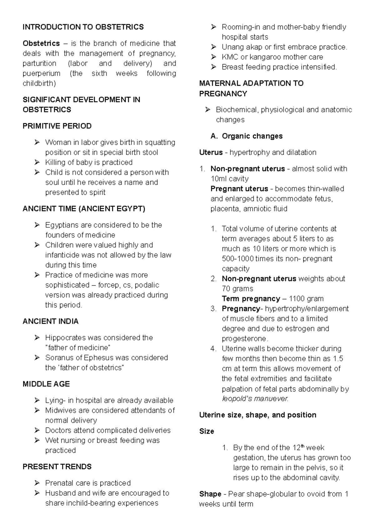 Lecture 1 Introduction to Obstetrics - INTRODUCTION TO OBSTETRICS ...
