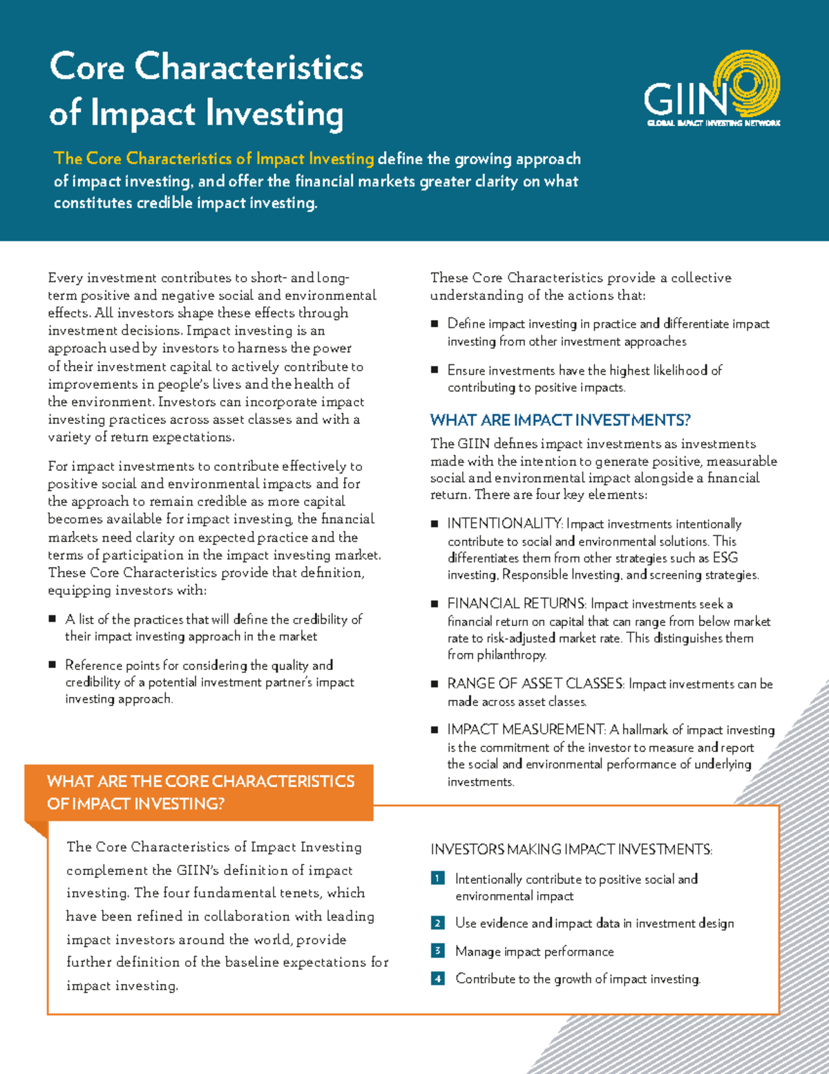 Core Characteristics of Impact Investing: Definition & Practices - Studocu