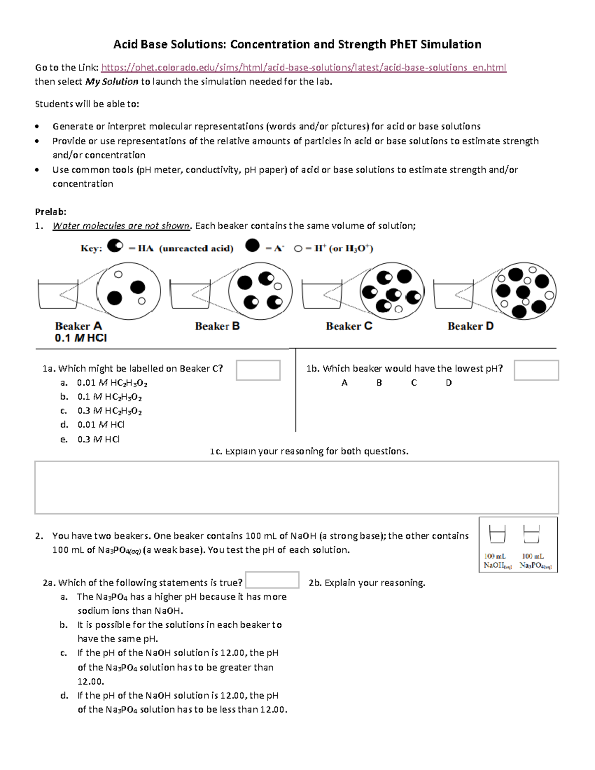 Ph ET Lab - Exploring Acid Base Solutions: Strength and Concentration ...