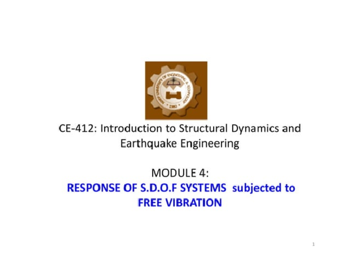 SDOF - Please design. - Introduction to Structural Dynamics and ...