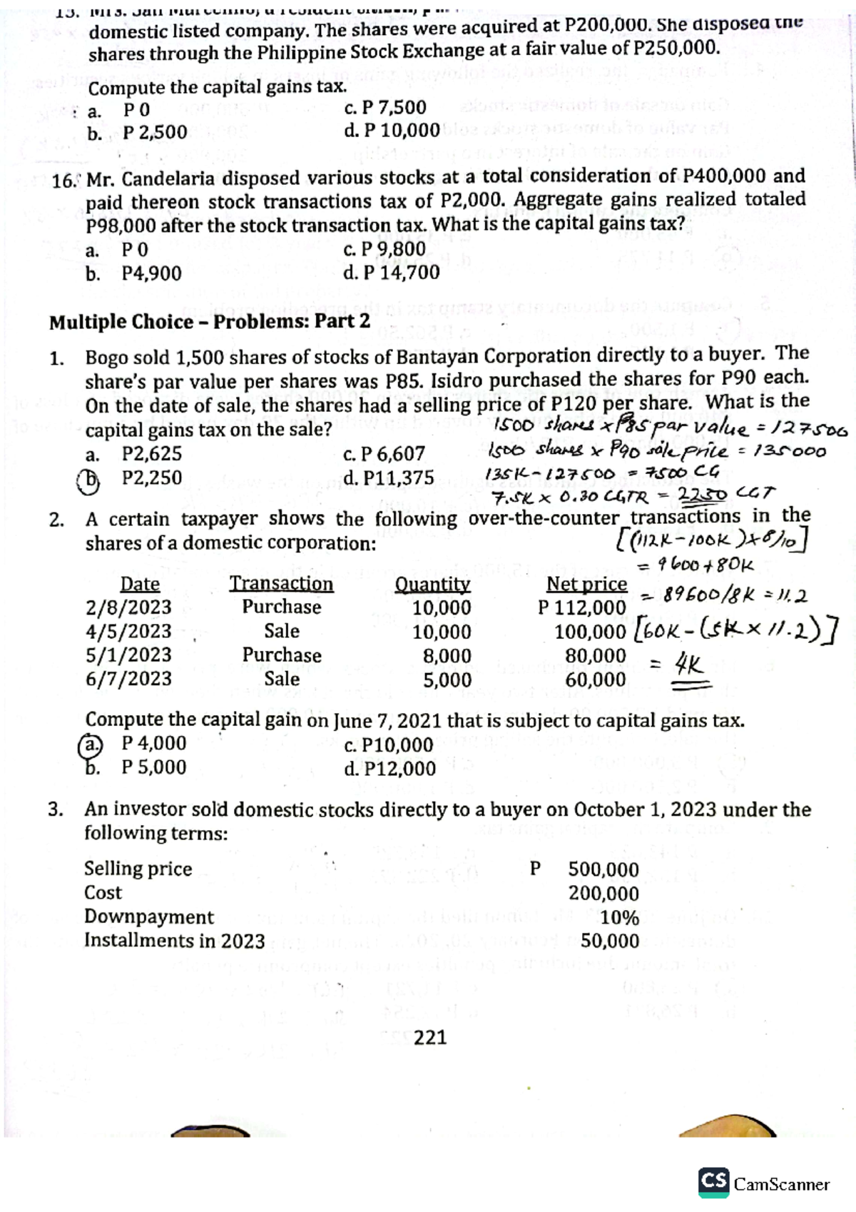 Cavile incotax-chapter 6problempart 2 - domestic listed company. The ...