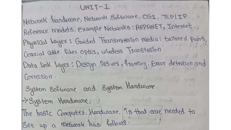 CN NOTE - Network Hardware and Software Overview - Studocu