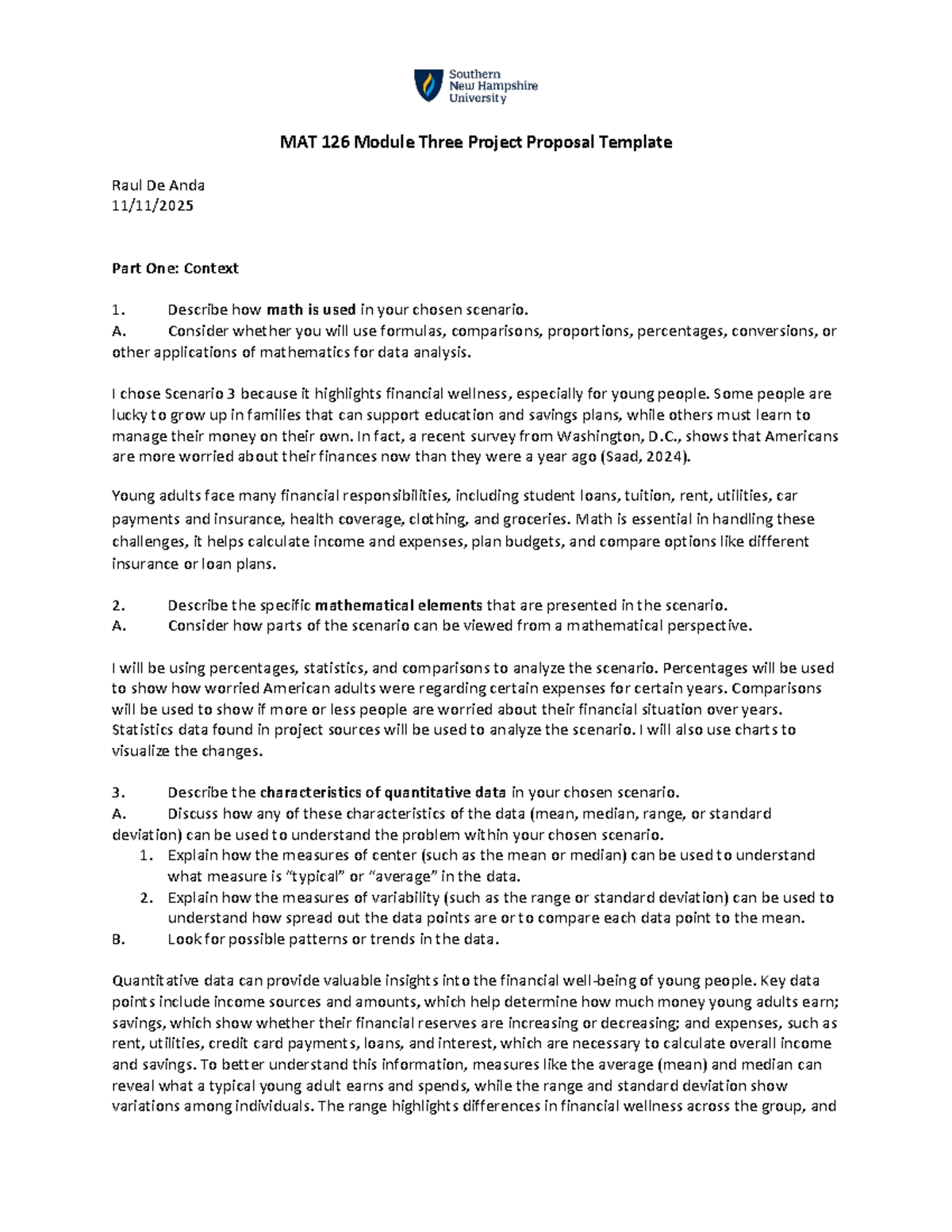 MAT 126 Module 3 Project Proposal: Financial Wellness Analysis - Studocu