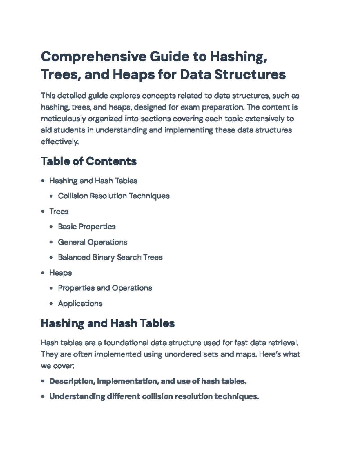 Data Structures Guide Hashing Trees And Heaps For Exam Prep Comprehensive Guide To Hashing
