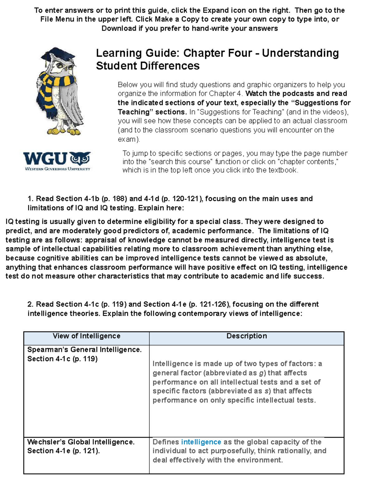 Copy of Chapter 4 Learning Guide - To enter answers or to print this ...