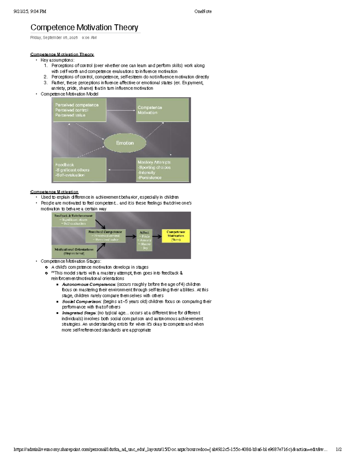 COMP 101: Competence Motivation Theory Overview & Stages Analysis - Studocu
