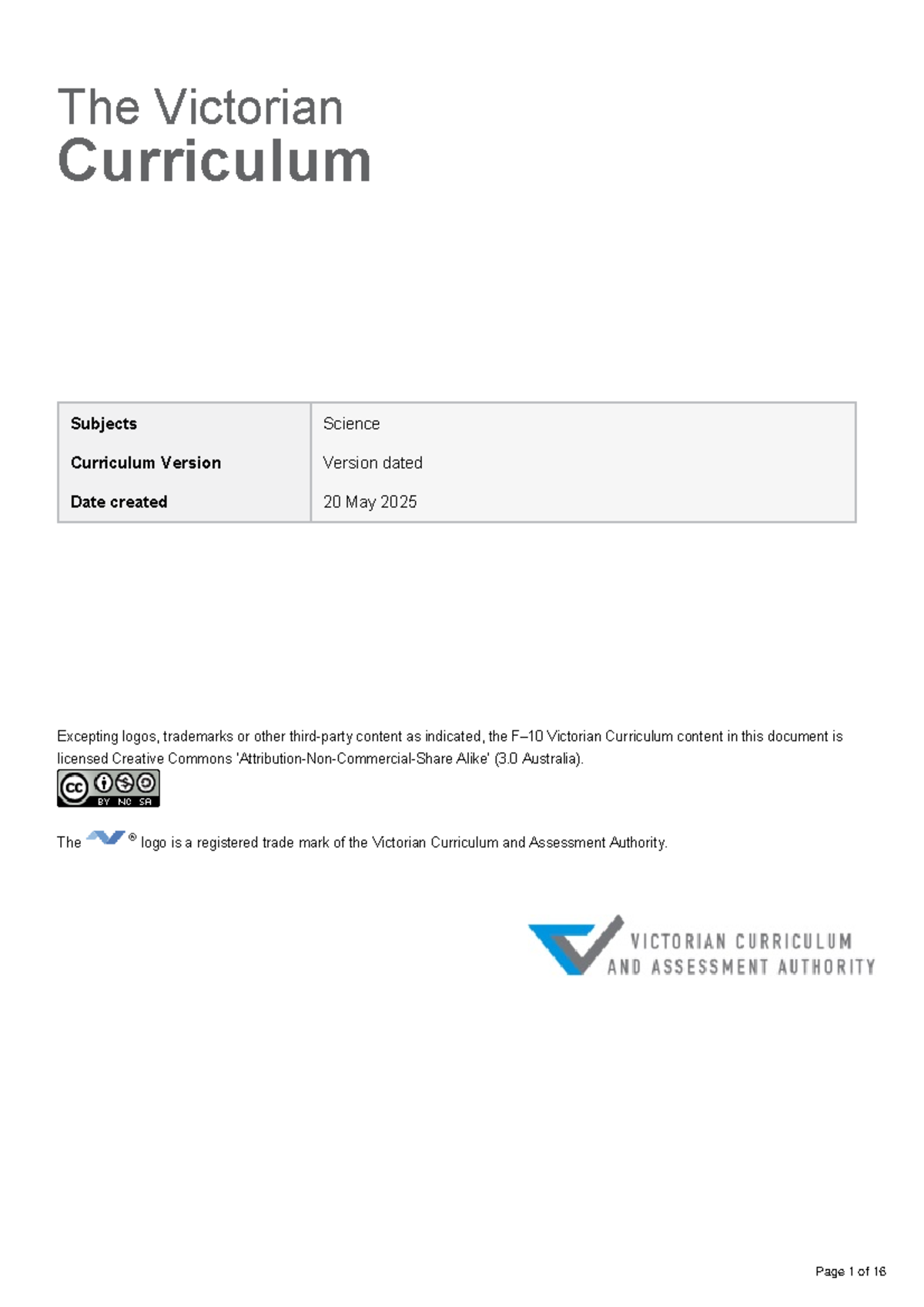 Victorian Curriculum Science Overview & Curriculum Levels 7-8 Notes ...