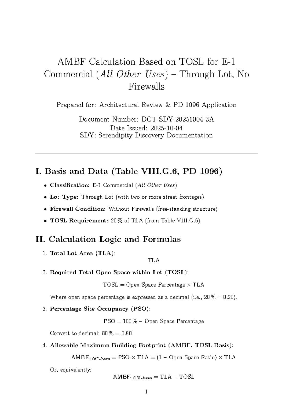 AMBF Calculation Based on TOSL for Commercial Use (PD 1096) - Studocu