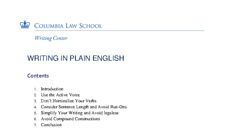 Plain English Writing Tips for Legal Professionals - Studocu