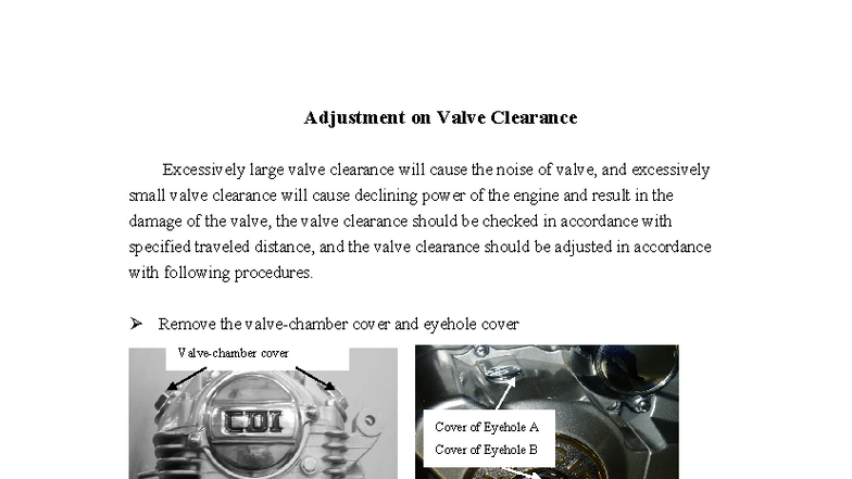 Adjustment of Valve Clearance - EN (气门间隙的调整) - Studocu