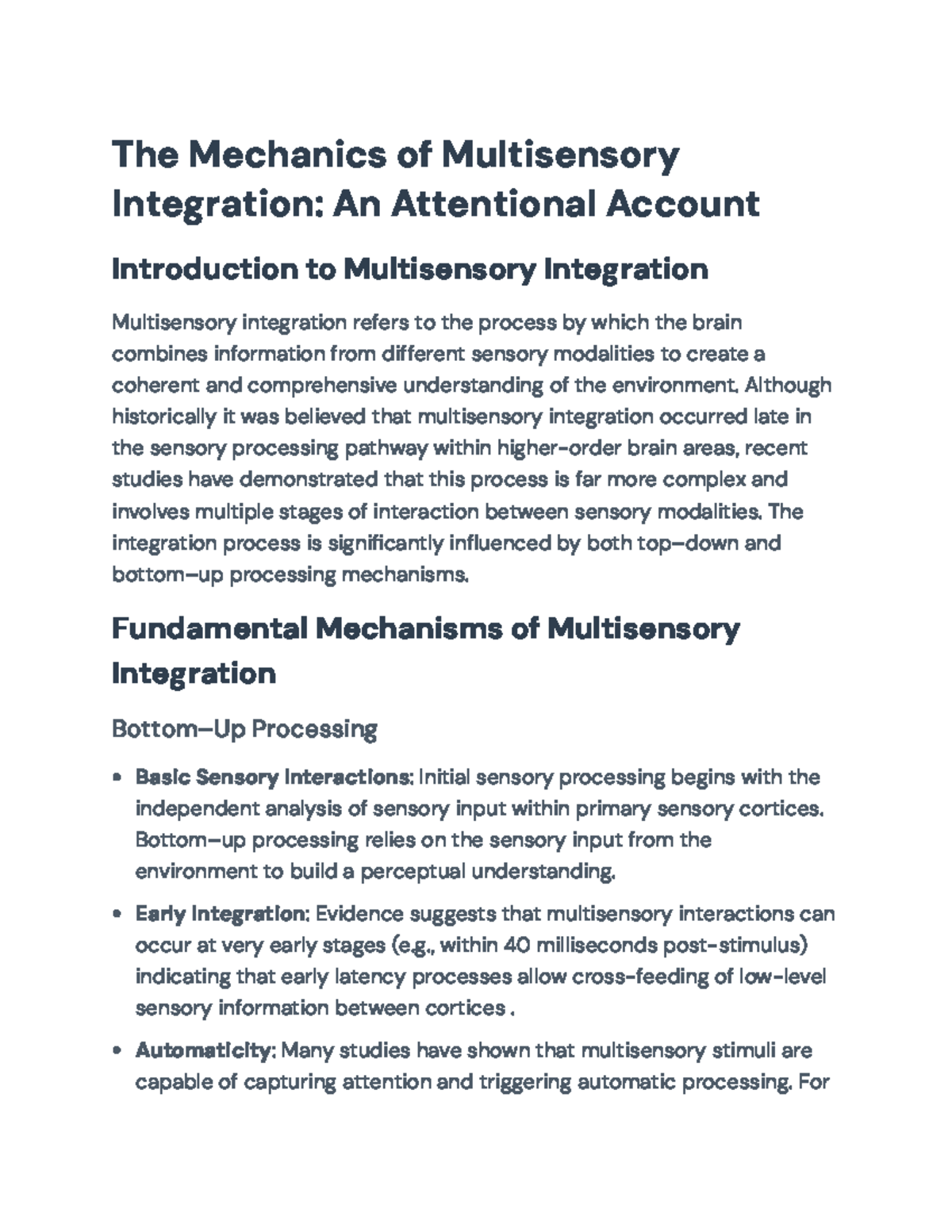 Understanding Multisensory Integration: An Attentional Perspective ...