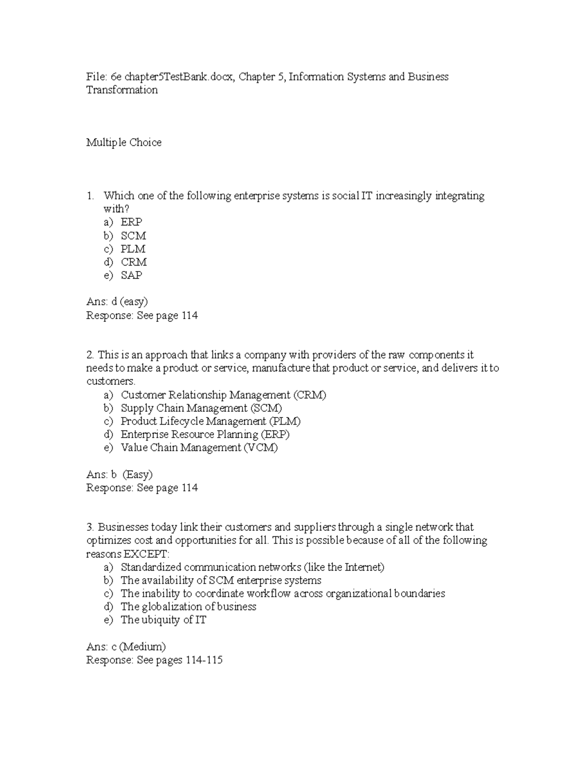 C5 - IS 677 Quiz chapter - 5 with Solutions - File: 6e chapter5TestBank ...