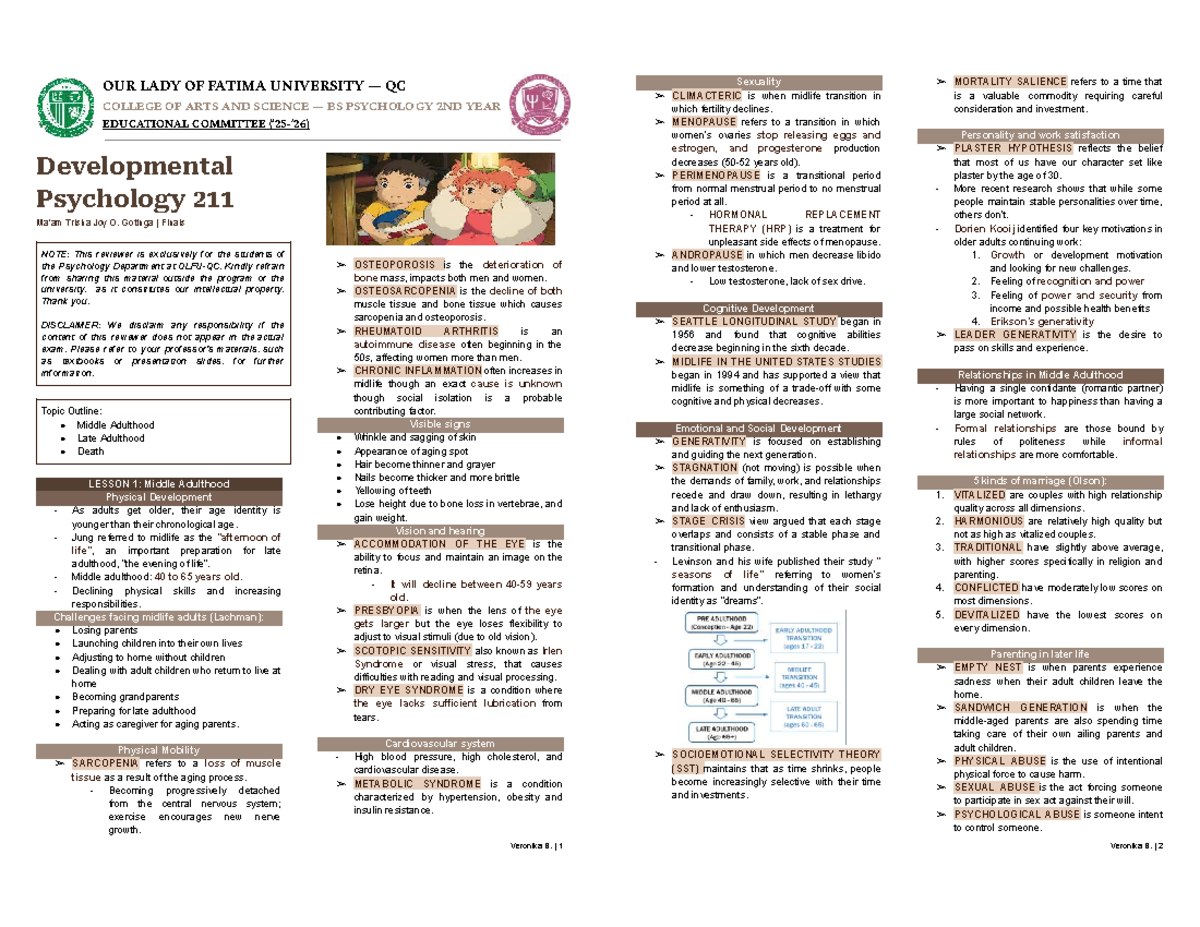 DVP 211 - Developmental Psychology Finals Reviewer - Studocu