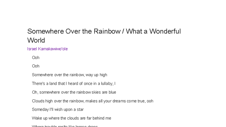 Somewhere Over the Rainbow: A Study of Lyrics and Themes - Studocu