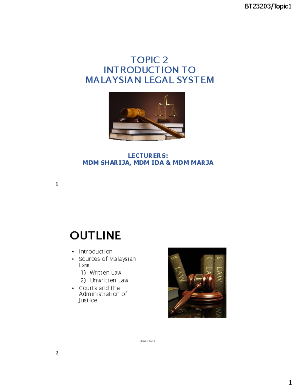 LAW 101: Introduction to the Malaysian Legal System - Lecture Notes ...