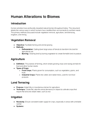 ENVR 101: Environmental Impacts of Human Alterations to Biomes - Studocu
