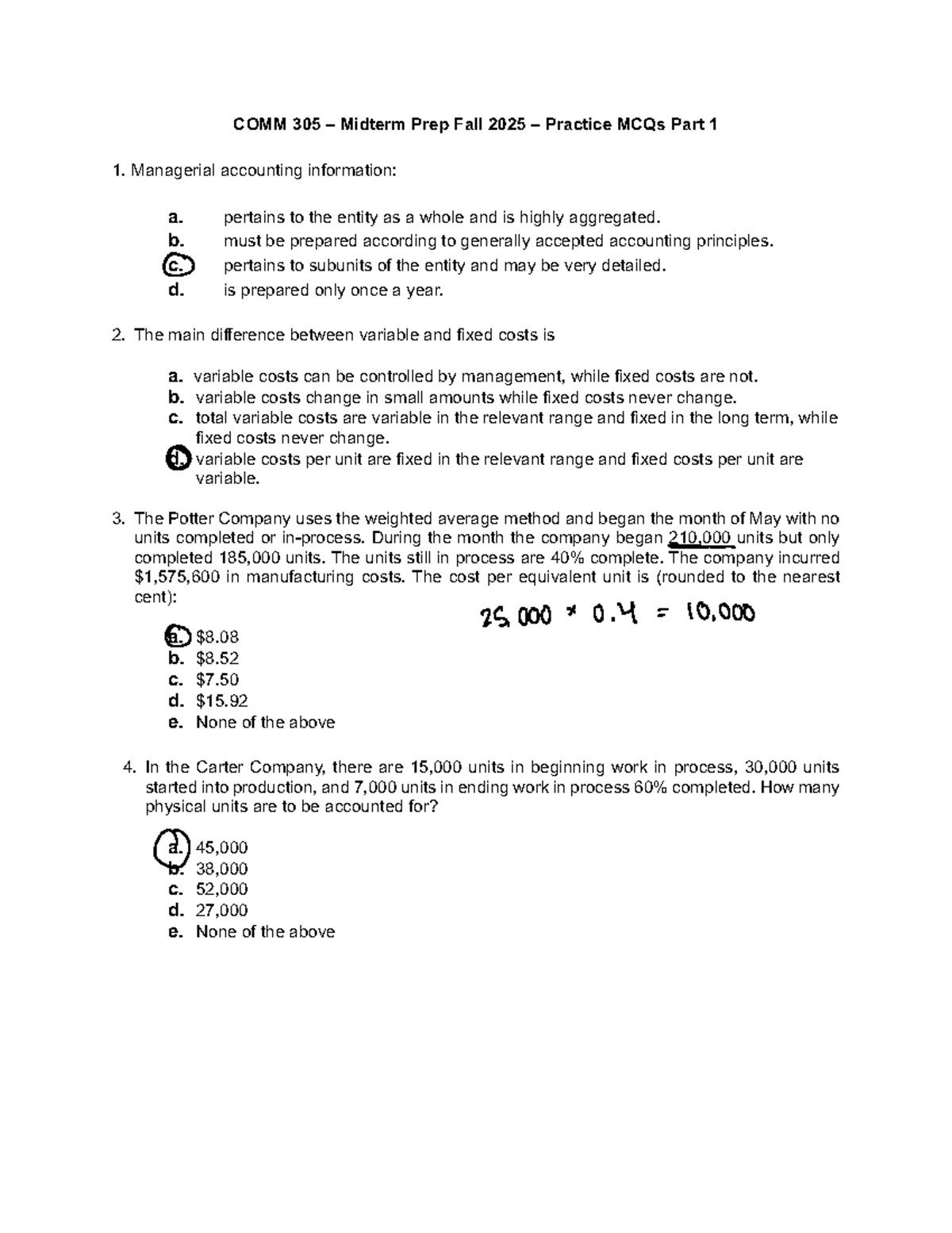 COMM 305 Midterm Exam Prep Fall 2025 Practice MCQs Part 1 - Studocu