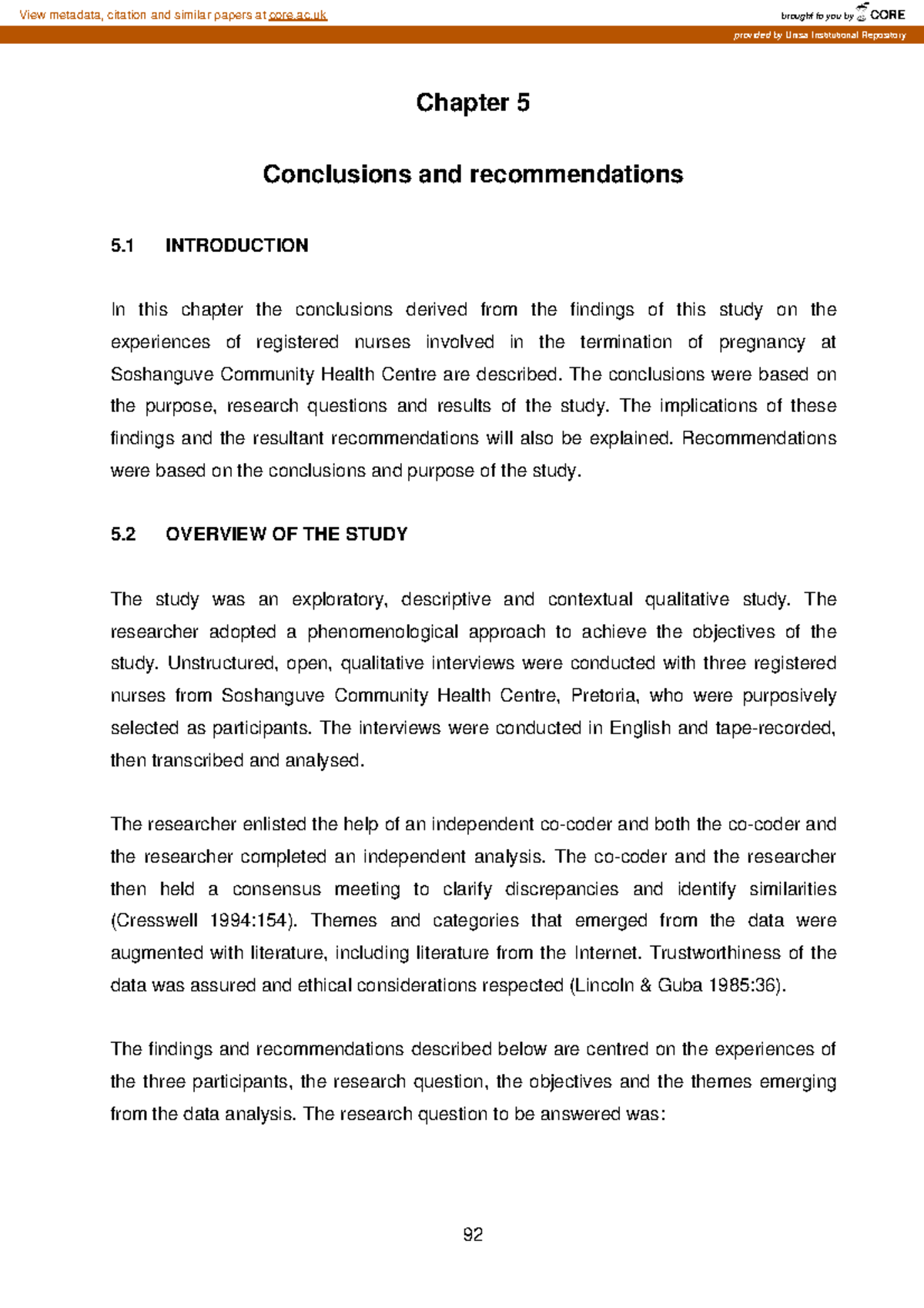 43165429 - ... - Chapter 5 Conclusions and recommendations 5 INTRODUCTION In this chapter the ...