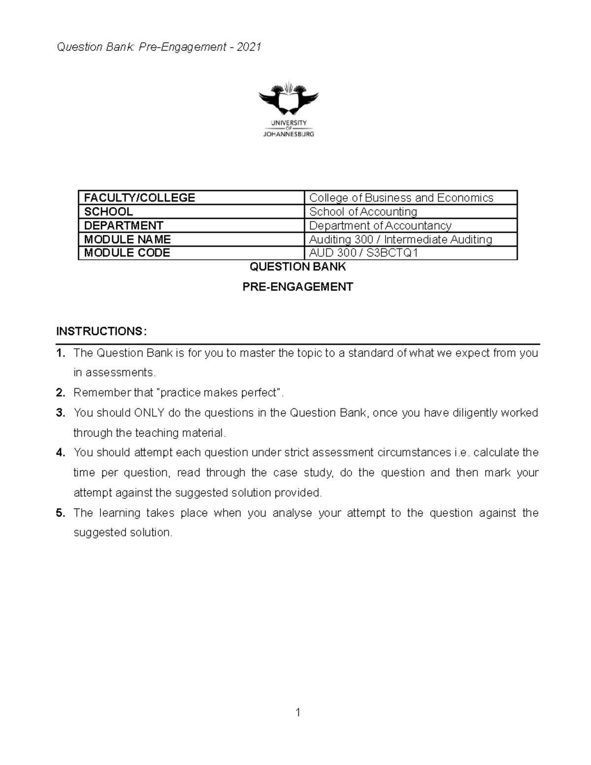 210219 - Pre Engagement Audit Questions Compilation and Guidance - Studocu