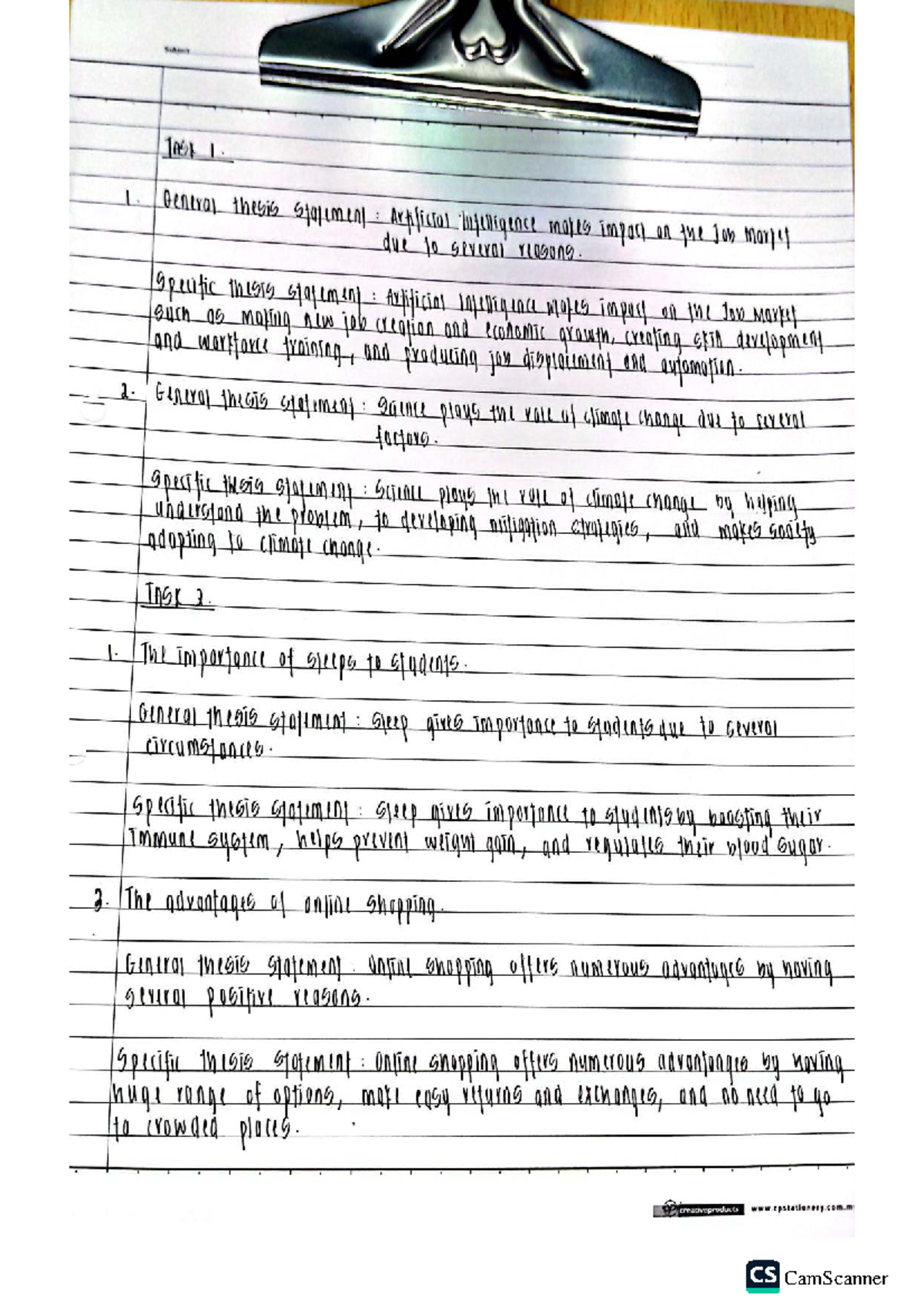 W4: Writing Thesis Statements on AI, Climate Change, Sleep & Shopping ...
