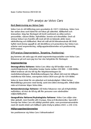 STP-analys av Volvo Cars Elbilar: Marknadssegmentering och Målgrupp ...
