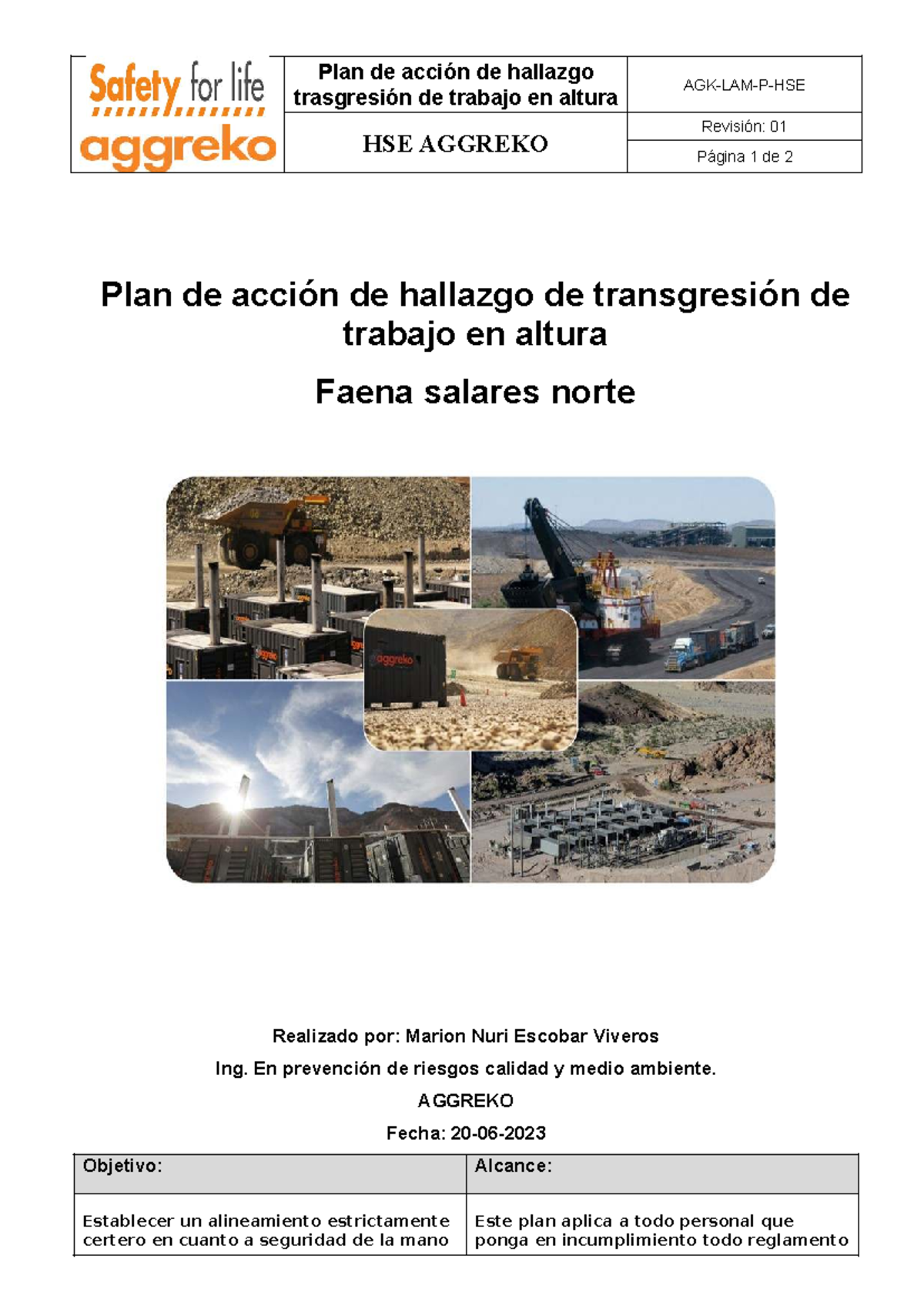 Plan de Acción HSE para Trabajo en Altura - AGGREKO - Studocu