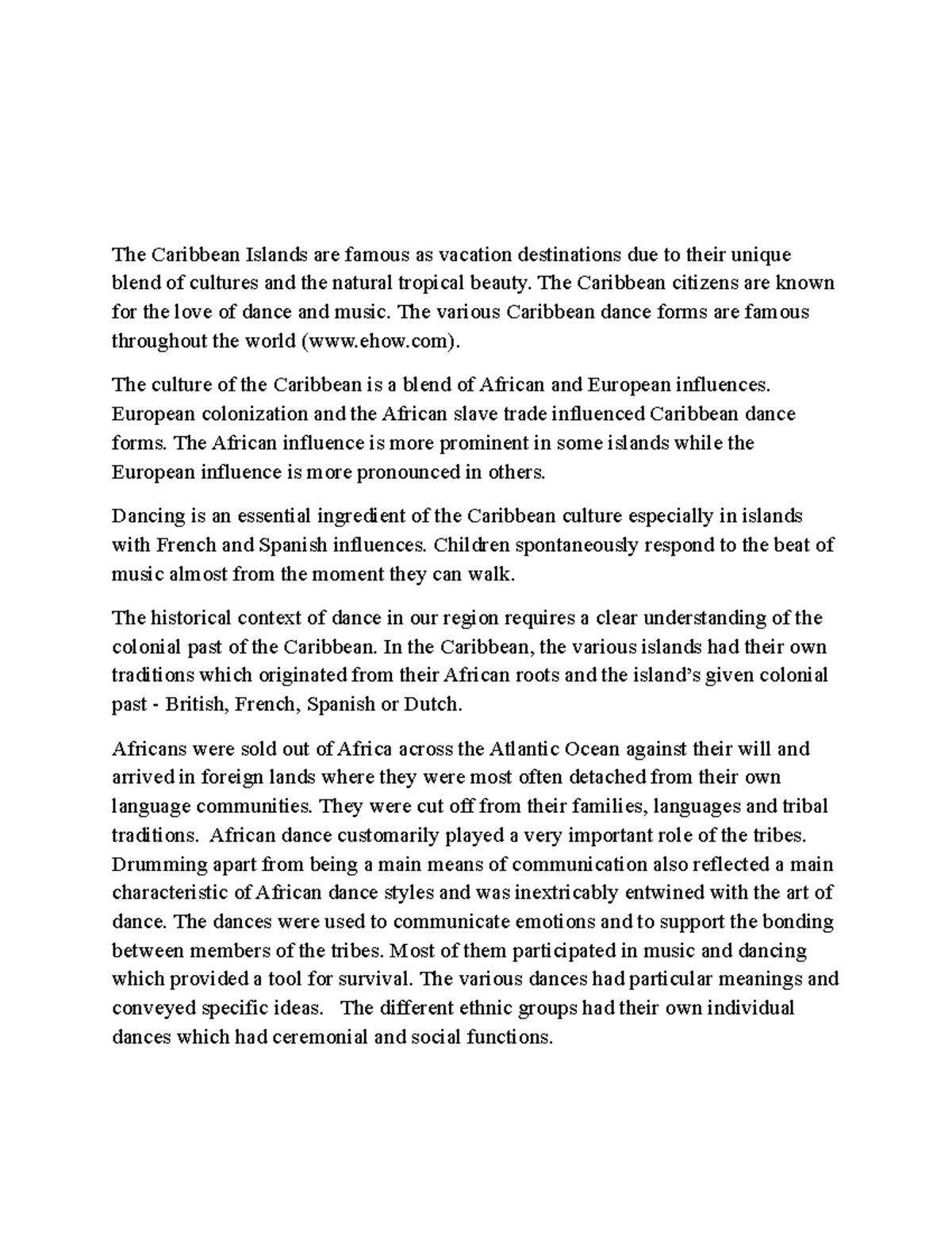 Dance and Culture in the Caribbean: Historical Context and Influences ...