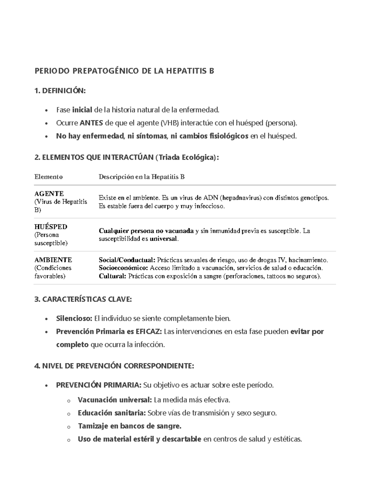 Periodo Prepatogénico de la Hepatitis B: Definición y Prevención - Studocu