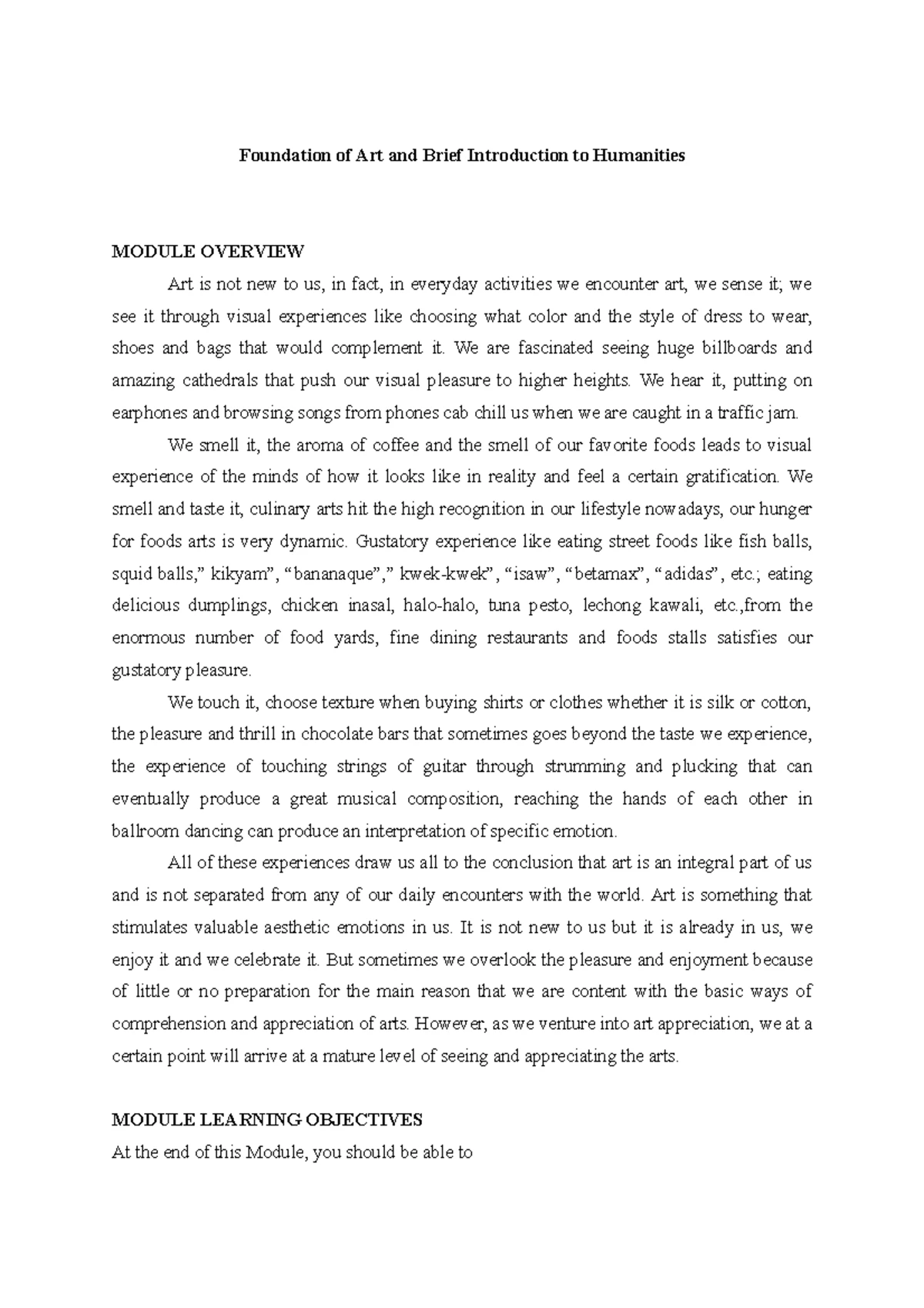 GE 3 Study Guide 3 - art appreciation - FM-AA-CIA-15 Rev. 0 10-July ...