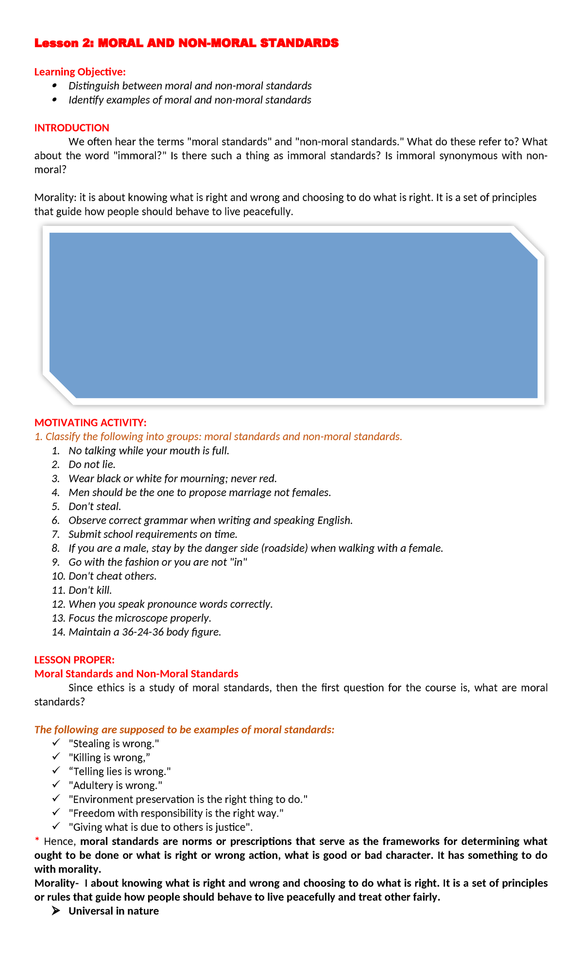 Lesson 2: Understanding Moral Standards and Ethics in Decision Making ...