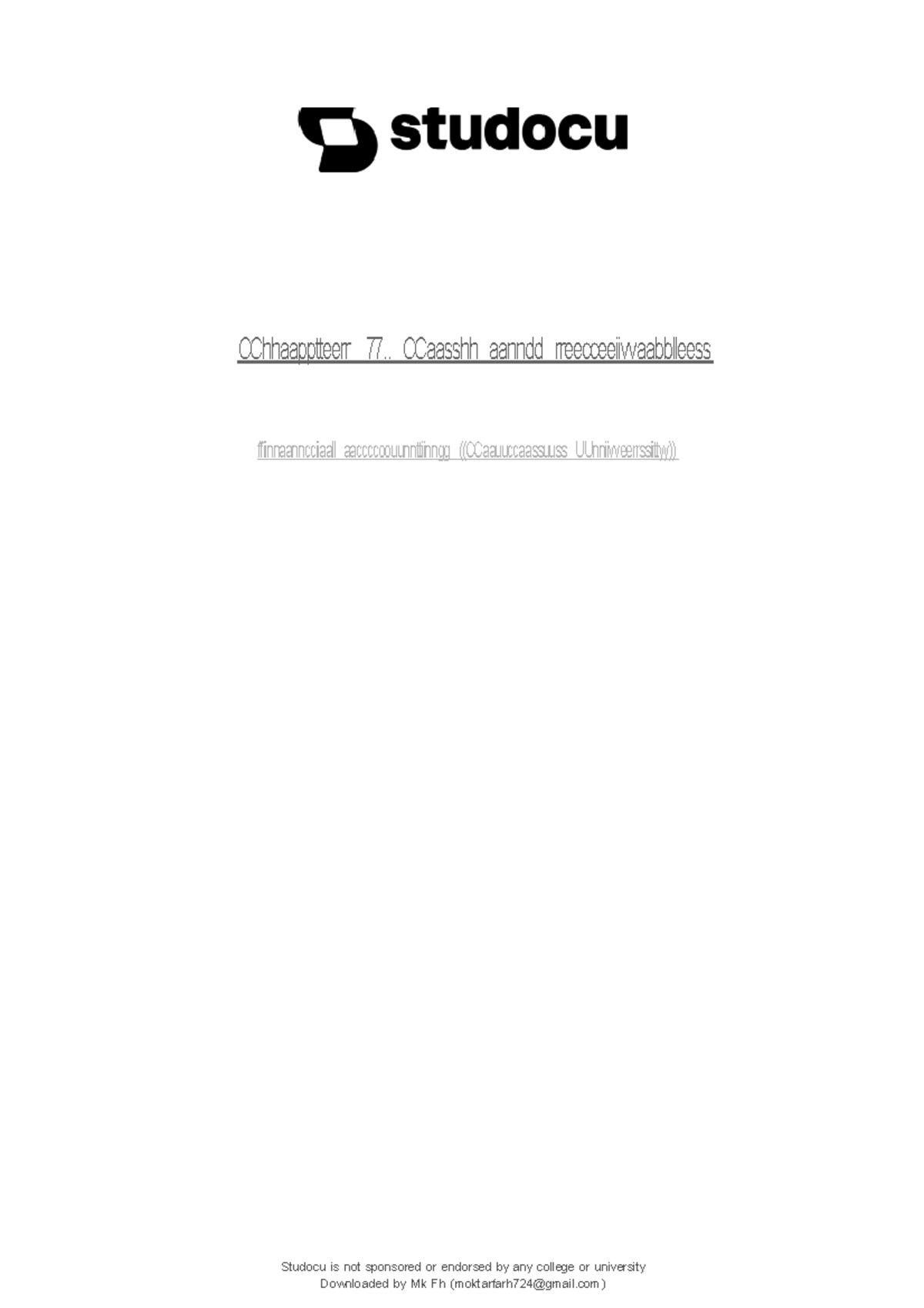 Chapter 7: Cash and Receivables in Financial Accounting (ACC 101) - Studocu